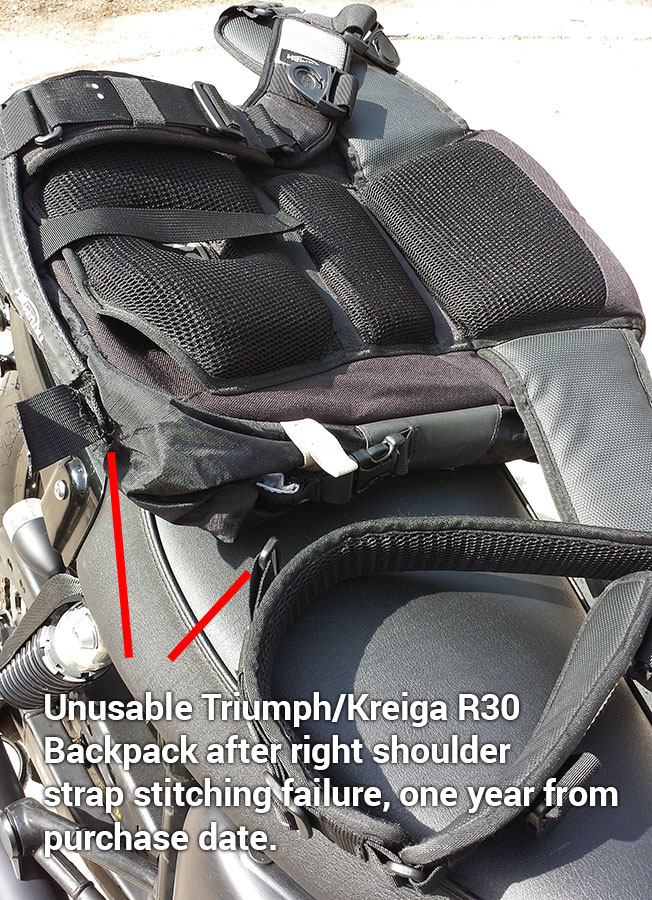 Triumph Branded Kreiga R30 Backpack Fail | Triumph Bonneville - A ...